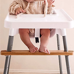 TLBB High Chair Footrest, Adjustable Height Natural Bamboo Baby Highchairs Pedal, Suitable for IKEA Antilop High Chair Footstool