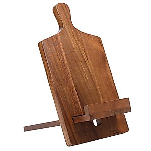 BIRDROCK HOME Wooden Cookbook Tablet Stand for The Kitchen Counter | Natural Acacia Wood | Cooking Recipe Holder | Multi-Purpose | Cord Hole | Easy Assembly