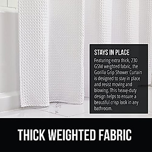 Gorilla Grip Waffle Shower Curtain, Thick Weighted Fabric, Wrinkle and Rust Resistant, Classic Hotel Quality Design, Heavy Duty Long Curtains for Bathroom Showers, Bath Tubs, Machine Wash, 72x72 White