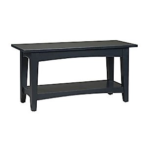 Alaterre Furniture Shaker Cottage Bench with Shelf, 36" W, Charcoal Gray