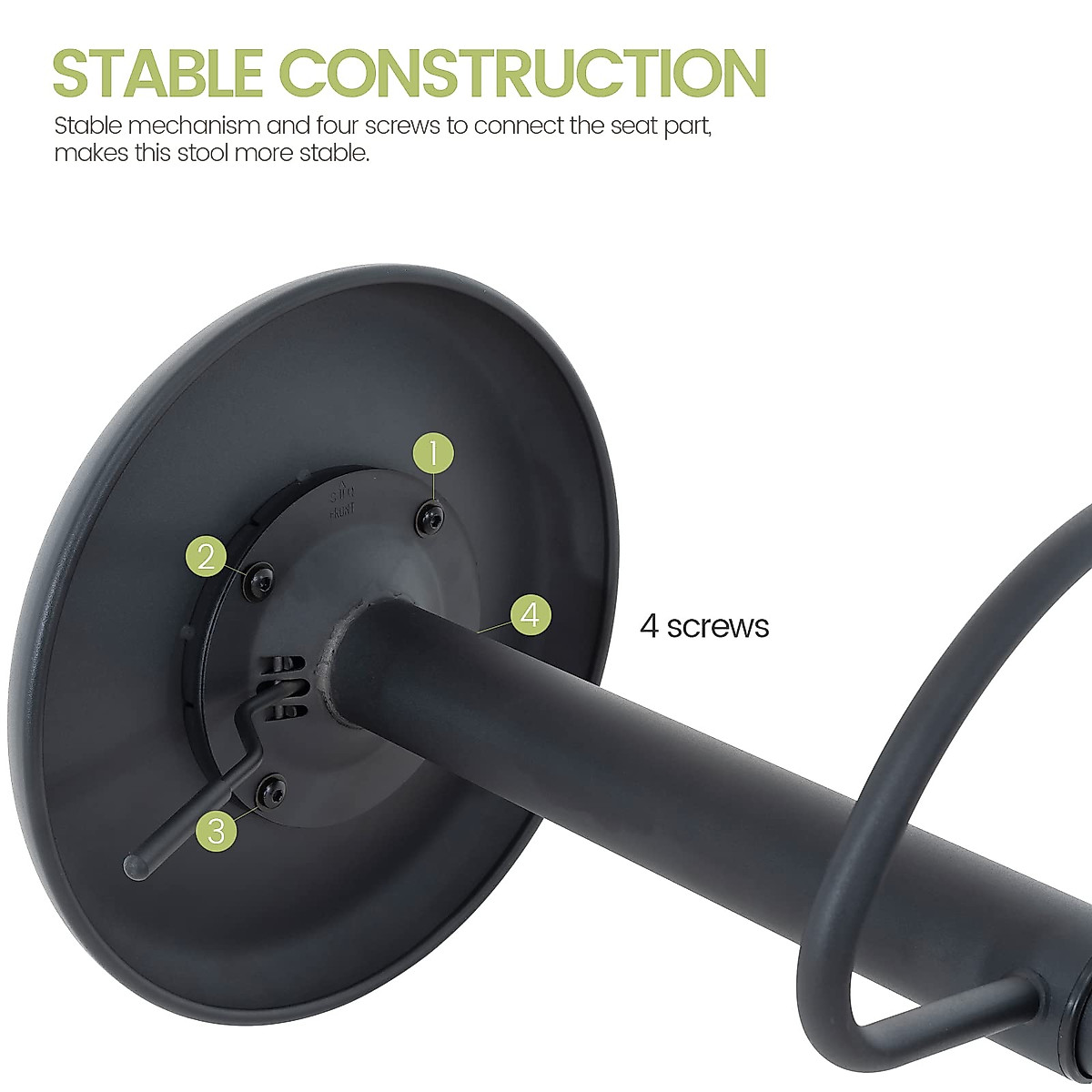 Brage Living Adjustable Bar Stool, Swivel Round Metal Airlift Barstool, Backless Counter Height Bar Chair for Kitchen Dining Room Pub Cafe, 1 pc (Black)