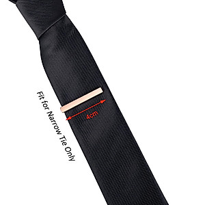 HONEY BEAR Mens Boys Skinny Tie Clip Bar for Narrow Tie Wedding Gift 4cm Rose Gold