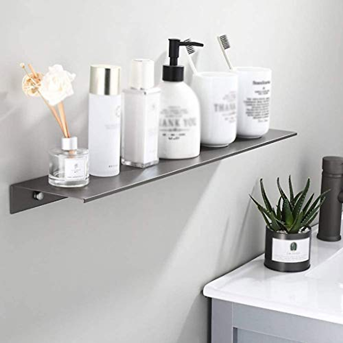 Bathroom Shelf Shower Shelf Bracket, Wall Mounted Anti Rust, Aluminum Alloy Bathroom Shelf Storage Shelf Floating Shelf Storage