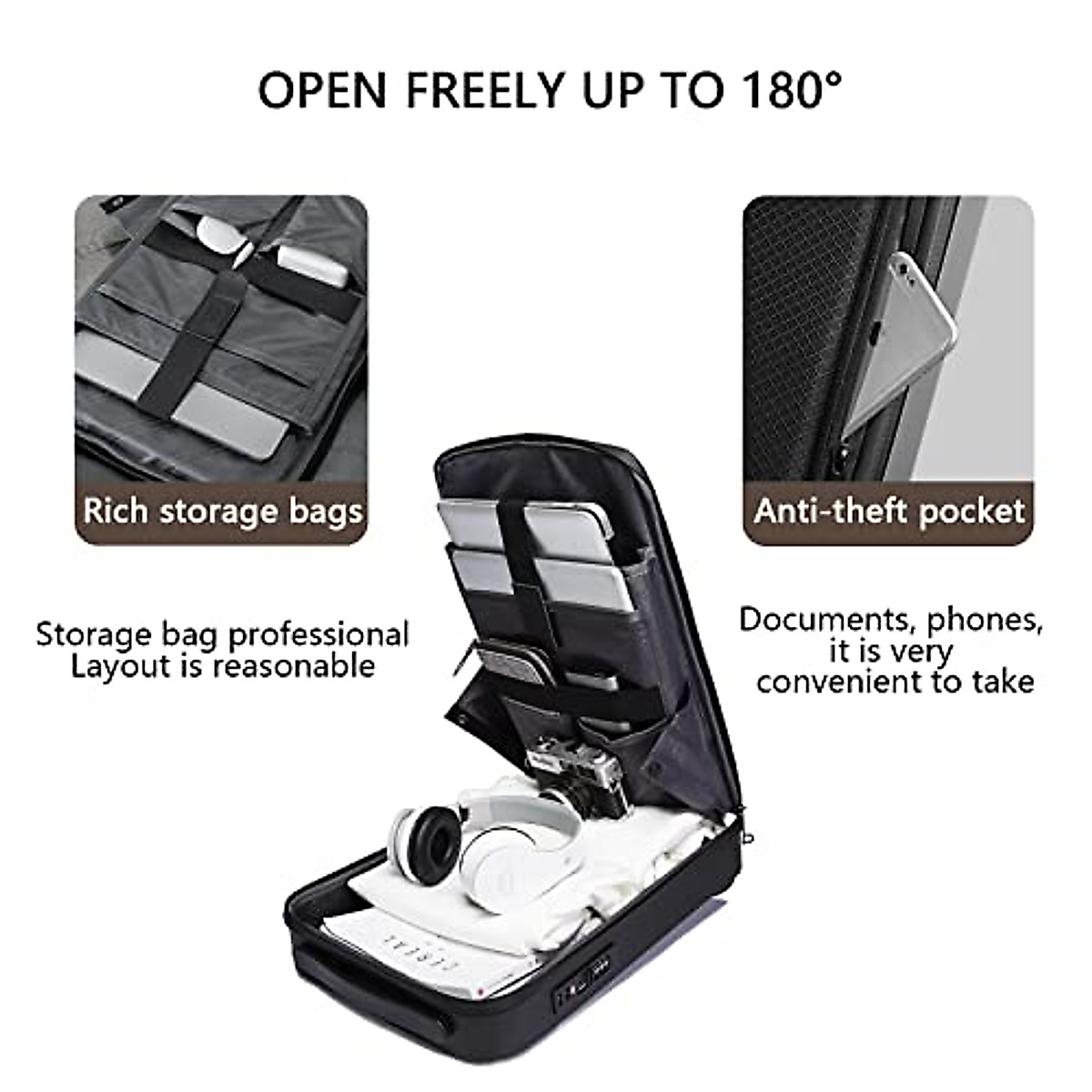 Refutuna Hard shell Laptop Backpack for Men, 17 Inch Anti-theft Waterproof Business Backpack, TSA Lock Gaming Computer Backpack with USB Charging Port Work age:over 15 years old (Titanium)