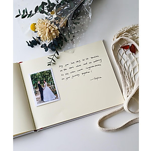FOUNCY Wedding Guest Book - Elegant Hardcover Guest Book to Sign in & Photos,100 Blank Pages for Wedding Reception, Bridal, Baby Showers and Birthdays - Pink, 9"x7", Ivory Paper