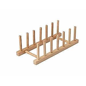 OSTBIT Plate Rack-holder Kitchen Cabinet and Pantry Organizer Rack, 6 Compartments,Pot Lid Holder or bookshelf 11 -inches bamboo
