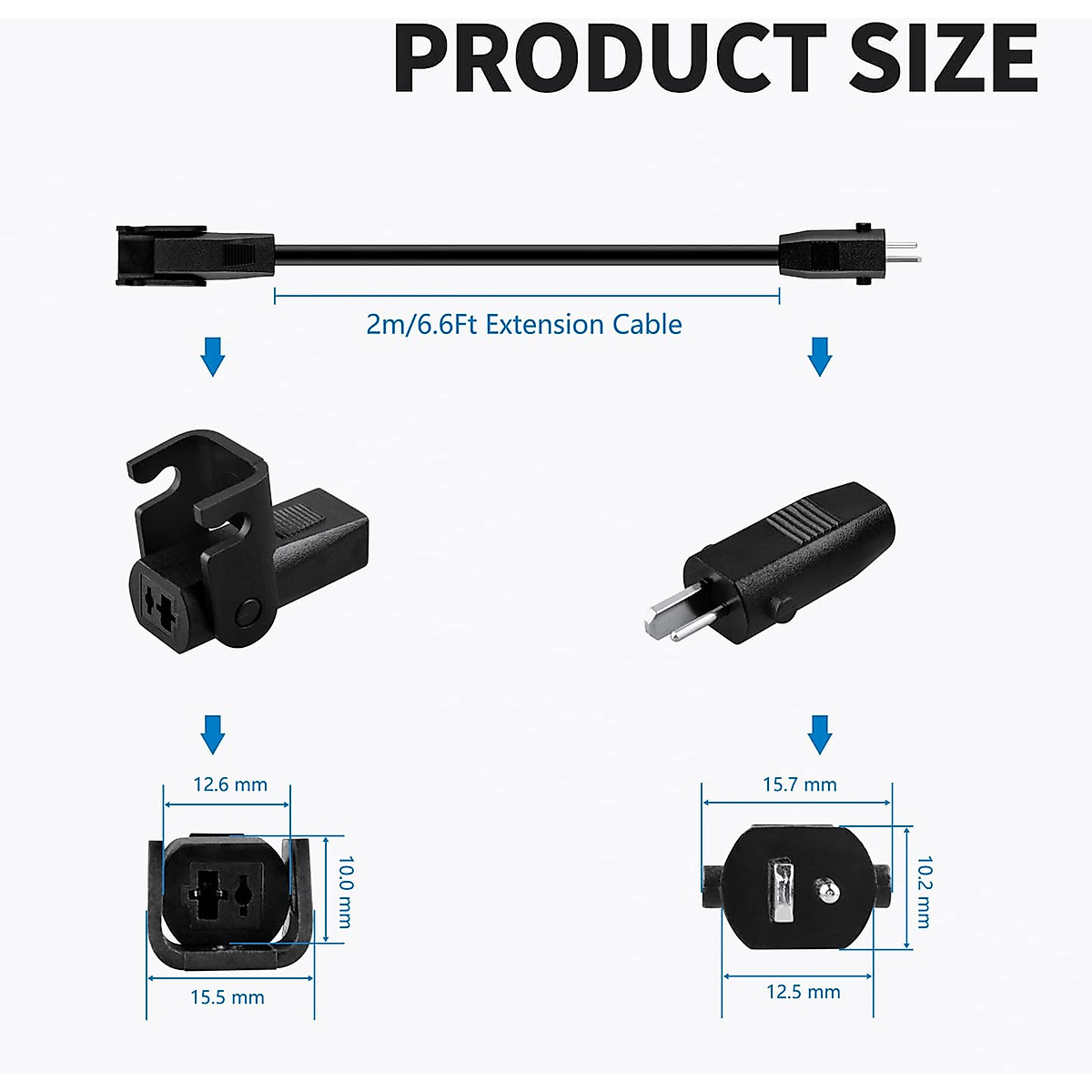 J-ZMQER New 6FT 2-Prong Extension Power Cord Cable Lead Compatible with Okin BetaDrive 3R2762 1.25.000.073.30 Beta Drive Linear Actuator Motor Power Recliners