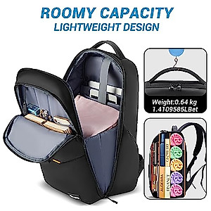 VPBAGE Travel Laptop Backpack for Men, Lightweight Casual Anti-Theft Backpack, Double Laptop Compartments with Sleeve, Slim Waterproof Computer Bag