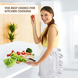 Hercicy 4 Pack Waist Apron Ruffle Retro Apron White Half Apron Maid Apron Cute Vintage Apron with Pockets for Women Chef Waitress Cooking Kitchen Costume