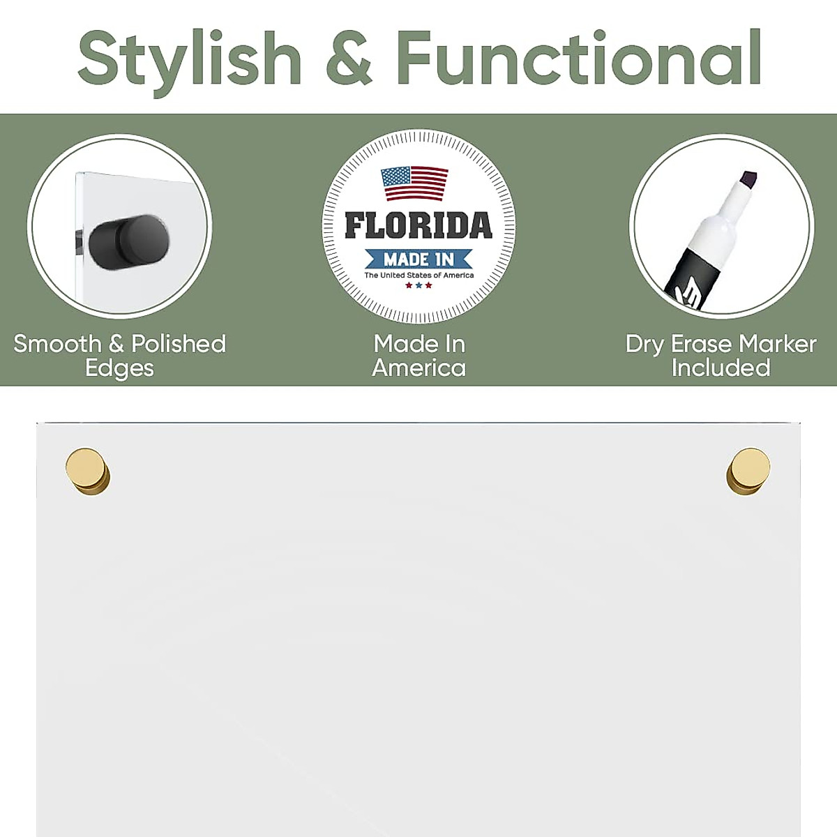 Ships Next Day, Made in USA - Acrylic Dry Erase Board | Non-Magnetic Dry Erase Board | Hanging Frameless White Board | Acrylic for Office, School and Home Walls | for Kids & Adults (Clear - 11x14)