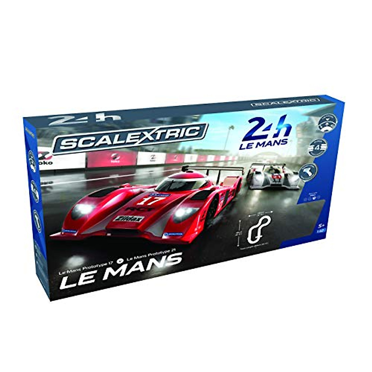 Scalextric C1368T 24 Hr Le Mans Sports Cars Slot Car Analog 1:32 Race Track Set, Red/White/Black