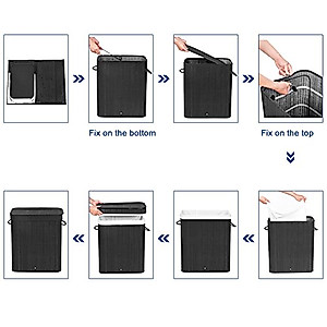 SONGMICS Laundry Hamper with Lid, Bamboo Laundry Basket with Handles, Foldable Storage Basket for Laundry Room, Bedroom, 100L, Black ULCB63H