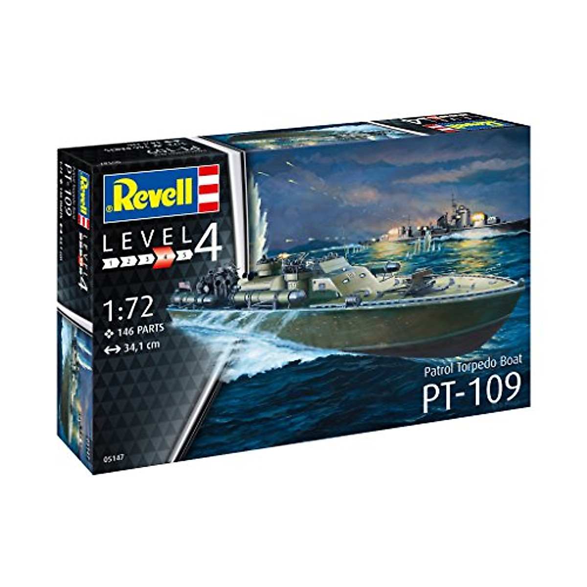 Revell 05147, Patrol Torpedo Boat Pt-109, 1: 72 Scale Plastic Model,Black