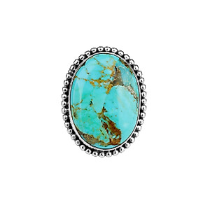 YoTreasure 18x25 MM Blue Mohave Turquoise Chunky Ring .925 Sterling Silver