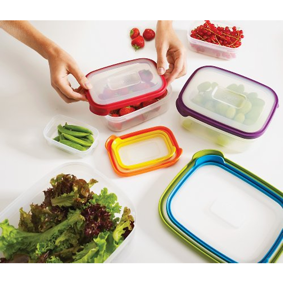 Joseph Joseph Nest Plastic Food Storage Containers Set with Lids Airtight Microwave Safe, 12-Piece, Multi-color