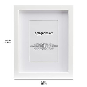 Amazon Basics Rectangular Photo Picture Frame, 8" x 10" or 5" x 7" with mat, Pack of 2, White, 11.25 x 9.25 inches