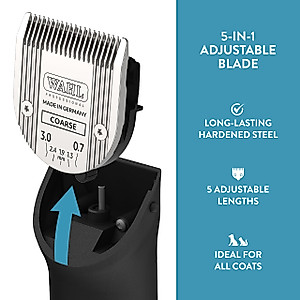 Wahl Professional Animal 5-in-1 Adjustable Blade Arco, Bravura, Chromado, Creativa, Figura, and Motion Pet, Dog, and Horse Clippers - Coarse (2179-401)