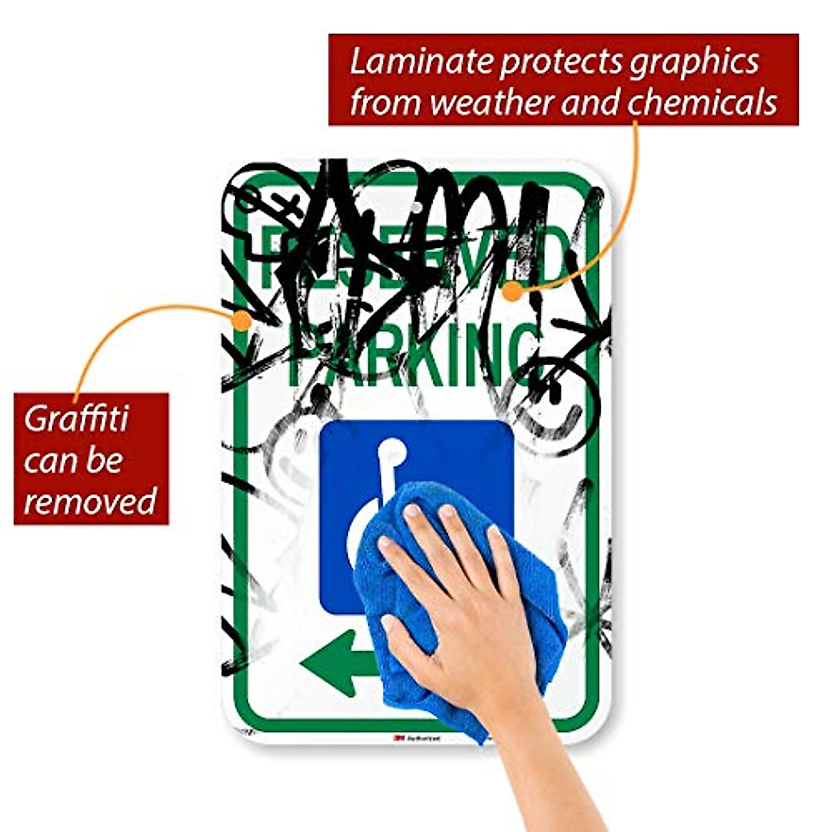 "Reserved Parking" Federal Handicap Parking Sign with Left Arrow By SmartSign | 12" x 18" 3M Engineer Grade Reflective Aluminum