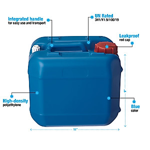 Hudson Exchange 2.5 Gallon (10 Liter) Handled Container with Cap, HDPE, Blue, 4 Pack