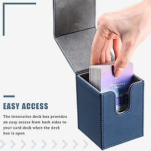 Yookeer 4 Pieces Leather Deck Card Boxes Cards Deck Game Box for Collectible Playing Card Box Compatible with MTG Commander Decks (Black and Red, Green, Blue, Red, Vertical)