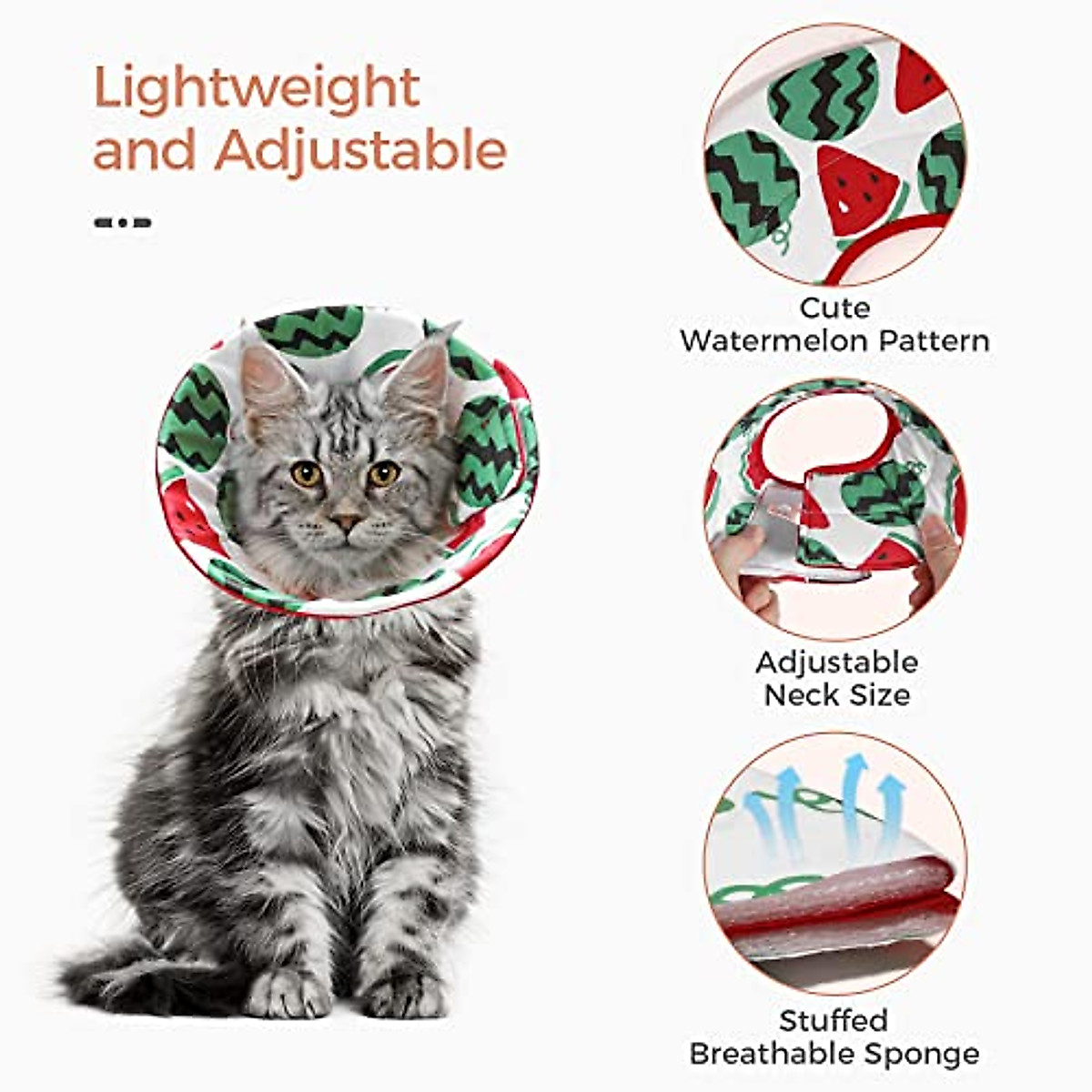 ComSaf Cat Recovery Collar, Lightweight Pet Elizabeth Collar, Soft Adjustable Cat Cone Collar After Surgery for Cat Kitten Prevent from Licking Wounds, Loops-Protective Healing, Not Block Vision