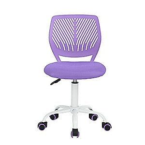 FurnitureR Writing Desk Chair for Teens Boys Girls,Home Office Chair with Breathable PP Mid Back, Armless,Height Adjustable,360 Swivel Chair,Purple