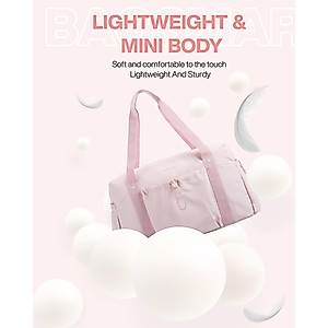 BAGSMART Foldable Travel Duffle Bag For Women, Gym Tote Bag for Sports, 26L Airport Carry On Weekender Overnight Bag for Travel, Travel Accessories(Baby Pink)