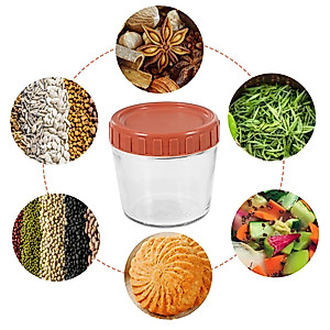 KICHOUSE 4Pcs Leakproof Glass Food Storage Containers with Lids Reusable Yogurt Cups Airtight Glass Jars for Snacks Meal Prep and Kitchen Organization