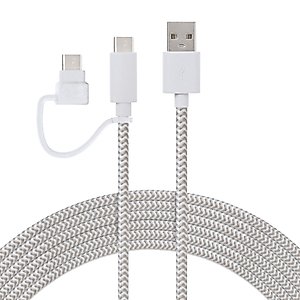 ReTrack Helix Braided Nylon USB-A to USB-C Charge & Sync Cable, Micro USB, Black, 5 ft (ETHACM10WT)