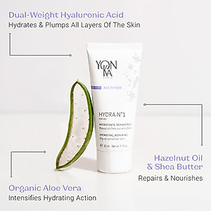 Yon-Ka Daily Reparative Moisturizer, Hydra No. 1 Creme - Rich Anti-Aging Skincare with Hyaluronic Acid, Vitamins A, C & E for Dry Skin, Paraben-Free, 50ml