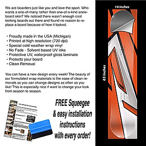 Snowboard Wrap 169 - Orange Mountains, Sunset, Trees Snowboard Graphic Decal - Includes Application Squeegee - 14 inch x 65 inch fits most snowboards
