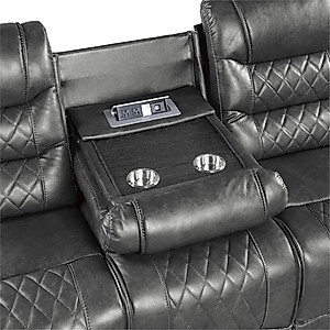 Lexicon Derringer Wall Hugger Manual Double Reclining Sofa, Gray