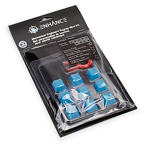 ENHANCE PBT Keycaps Set Doubleshot Key Caps Gaming Keyboard Upgrade Kit - Plastic Backlit Clear WASD Compatible with Mechanical Switches - Keycap Puller, Dust Brush and Microfiber Cloth - Blue