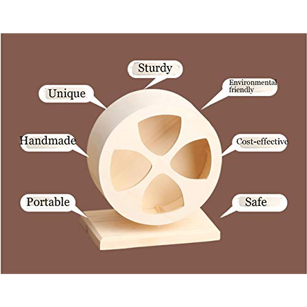 XINGFENSIFNE Hamster Exercise Wheel Silent Spinner with a Shield and Disassemble Base, Wooden Running Wheel for Syrian Hamster, Dwarf Hamster,Mice,Guinea Pigs and Other Small Animals, 6 inch