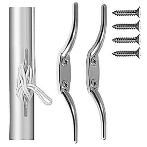 Anley 2 PCS Silver FlagPole Halyard Rope Cleat Hook - 6 Inch Rust Free Zinc Alloy - Mounting Screws Included