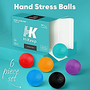 HiKeep Hand Exercise Balls, Set of 6 Physical Therapy Different Resistance Workout Kit (Large, 4.5cm Diameter)