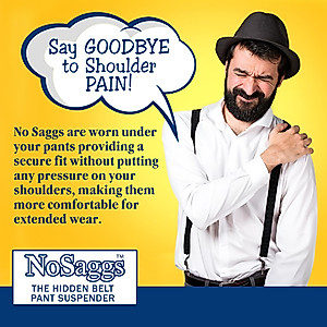 NoSaggs Hidden BELT Pant Suspender for Men – Keep Pants Up Without Suspenders – L-XXL 35-46" Waist