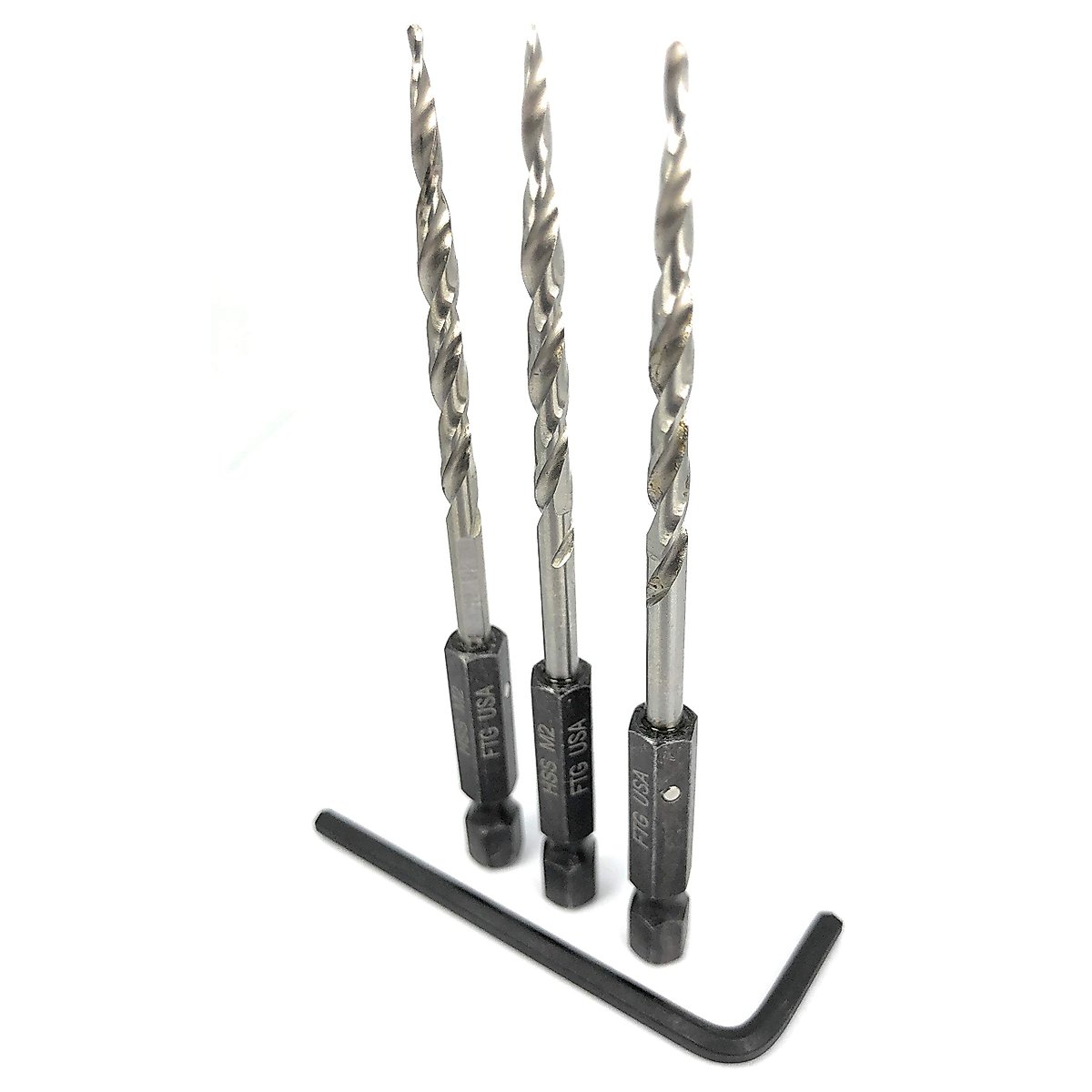 FTG USA Countersink Drill Bit Set 6 Pc #6 (9/64") Wood Countersink Drill Bit Pro Pack Countersink Set, with 3 Replacement Tapered Countersink Bit #6(9/64"), 1 Stop Collar, Hex Wrench