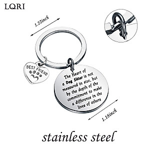 LQRI Dog Sitter Gift Pet Sitter Gift Dog Sitter Thank You Gift The Heart of a Dog Sitter is Not Measured in Size Appreciation Keychain for Dog Walker Dog Babysitter Pet Caretaker (sliver)