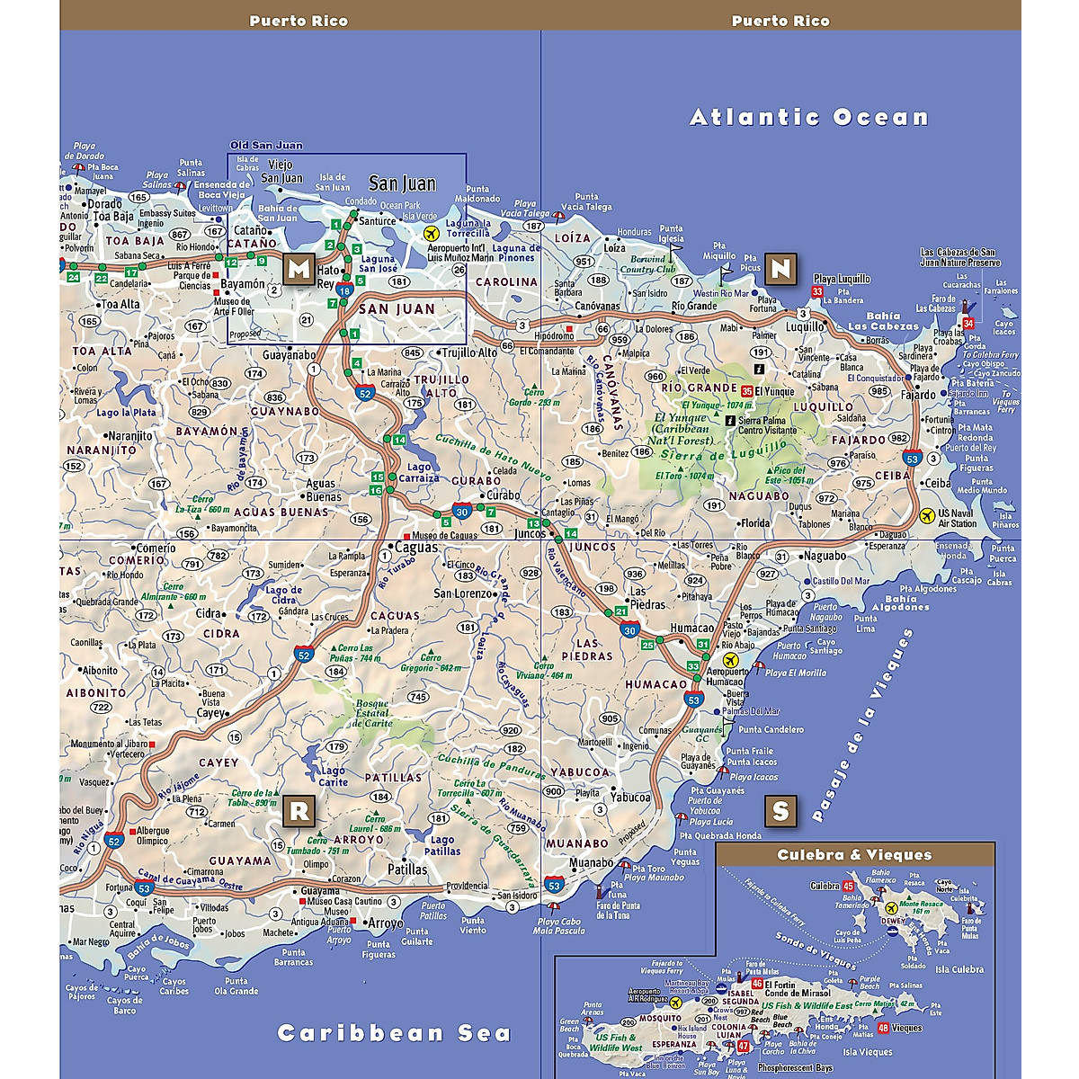 StreetSmart Puerto Rico by VanDam — Laminated pocket size Island Street & Freeway Map to Puerto Rico complete with all attractions, beaches, resorts, ... and shopping plus Old San Juan Detail Map