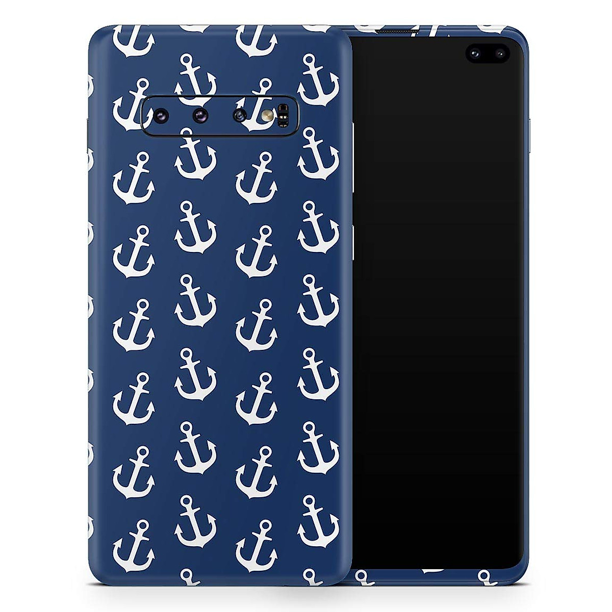 DesignSkinz Navy and White Micro Anchors Protective Vinyl Decal Wrap Skin Cover Compatible with The Samsung Galaxy S20 (Screen Trim & Back Glass Skin)
