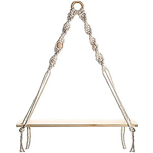 LIZHOUMIL Macrame Wall Hanging Shelf,Boho Floating Shelves,Macrame Hanging Plant Shelf Boho,Handmade Rustic Hanger Planter Rack Flower Pot Stand Holder for Bedroom,Bathroom,Living Room