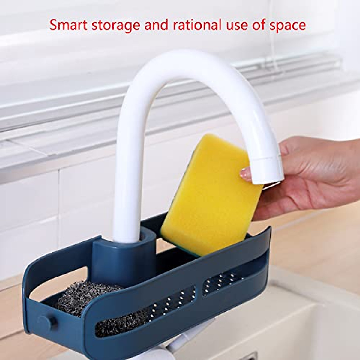 NTCLHFXU Faucet Rack for Kitchen Bathroom Accessories Sink Sponge Holder for Soap Sponge Brush Scrubber Drainer Tool