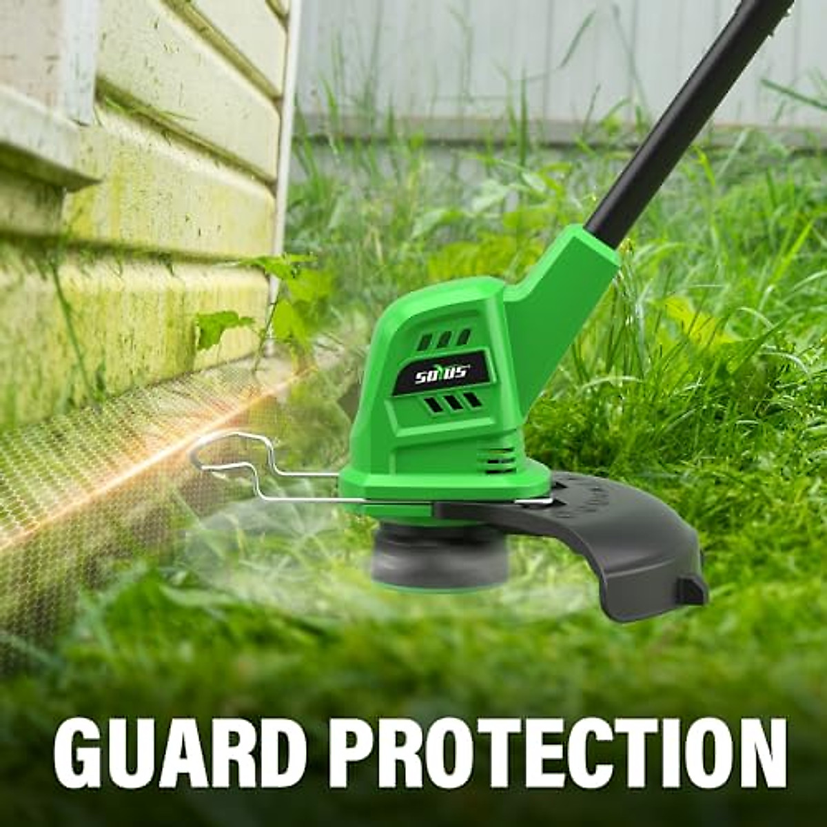 SOYUS Weed Wacker Battery Powered 10 Inch, String Trimmer Cordless with 2 Pcs 2.0Ah Batteries, Lightweight Edger Trimmer with 8 Pcs Replace Spool Trimmer Lines