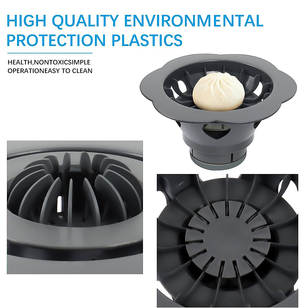 Jnhuy Baozi Maker Machine,6.57" Dumpling Momo Maker Mold Plastic Kitchen Gadget Tool Homemade Bao Buns Preparation Culinary Exploration Ease of Use Cleaning(Gray)