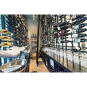 VintageView Wall Series-Stemware Wall Mounted Wine Glass Rack (Chrome Plated) Stylish Modern Wine Storage with Label Forward Design