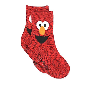 Sesame Street Elmo Boys Girls Multi Pack Crew Socks with Grippers (4-5T, Abby Zoe 6 pk)