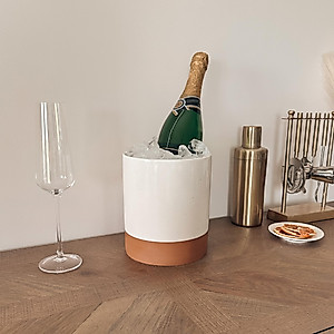 Mora Ceramic Kitchen Utensil Holder - Wooden Spoon & Spatula Crock for Countertop, Modern Farmhouse Home Decor, Extra Large 7.3" Cooking Organizer for Stove Top and Counter - Heavy & Sturdy - Vanilla