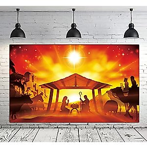 Merry Christmas Holy Nativity 6.0 x 3.6 ft Religious Backdrop for Photo Manger Scene