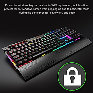 Mechanical Gaming Keyboard,RGB Backlit Gaming Keyboard,Wired Waterproof Macro Programming Keyboard,Blue Switch,Computer Laptop Desktop Keyboard with Wrist Pad